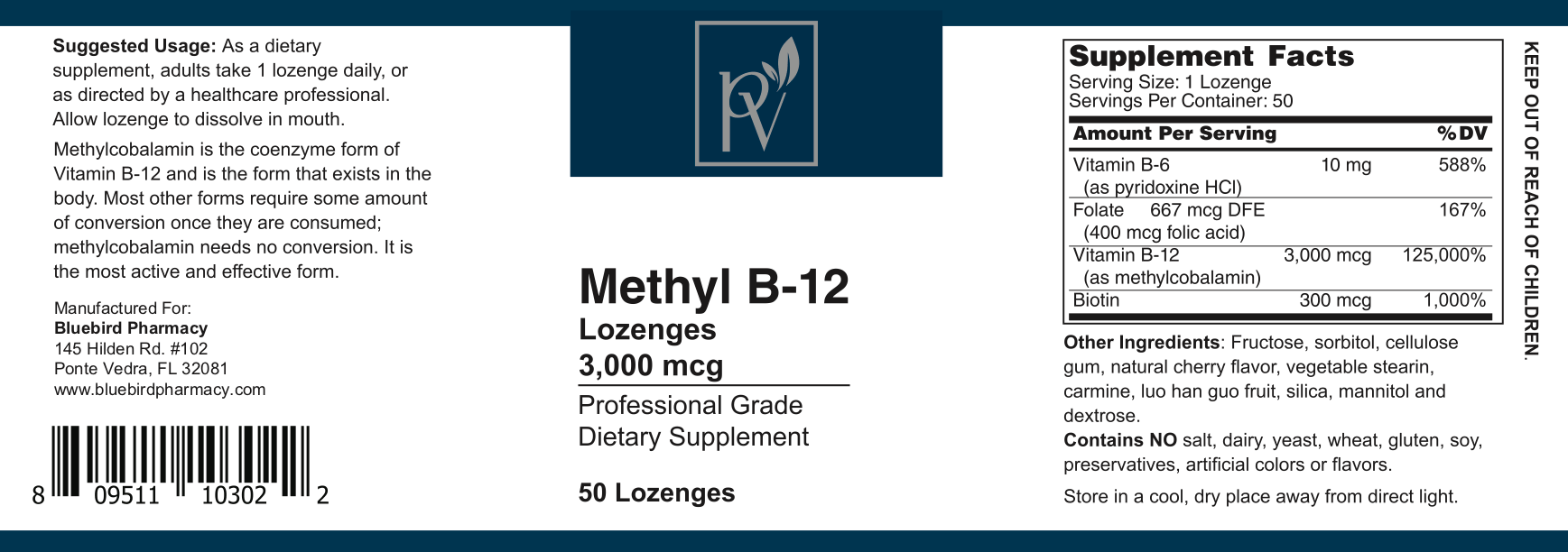 Methyl B12 3000mcg Sublingual Tablets – Bluebird Pharmacy